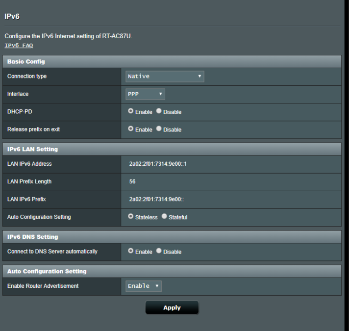 Setări IPv6 pentru DIGI pe router Asus